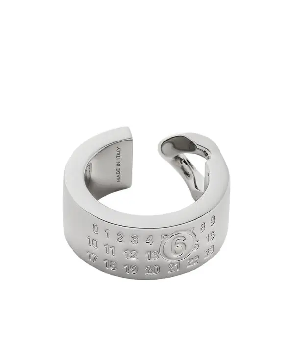 MAISON MARGIELA Brass Cuff Ring With Numerical Engraving - Silver