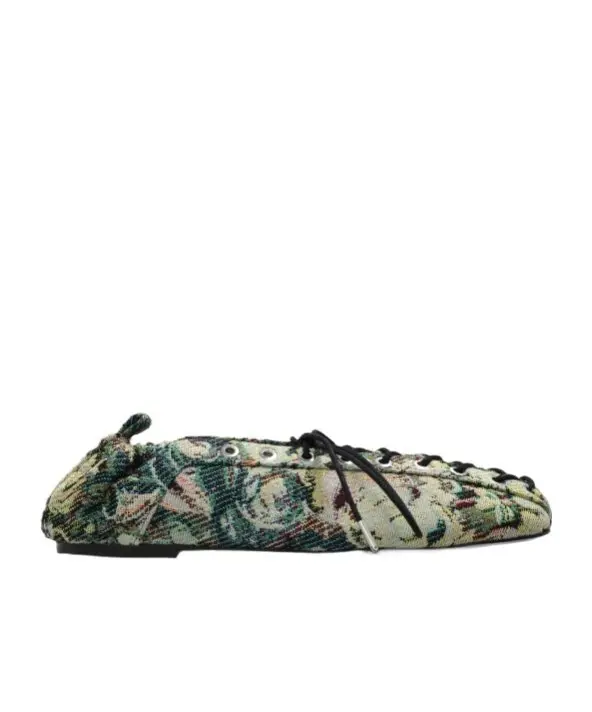 GANNI Tapestry Lace-up Ballerinas - Multi-color