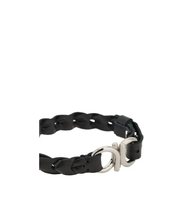 FERRAGAMO Braided Leather Gancini Bracelet