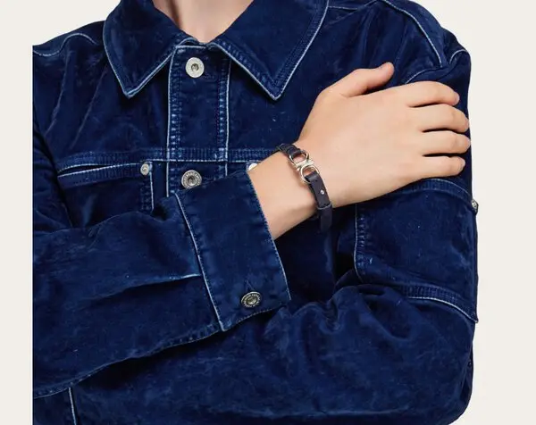 FERRAGAMO Braided Leather Gancini Bracelet