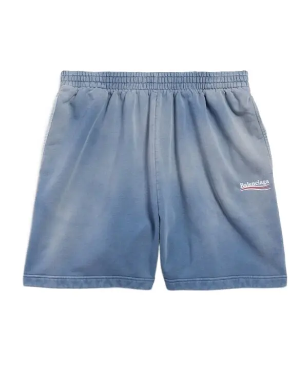 Balenciaga Faded Political Campaign Sweat Shorts - Blue
