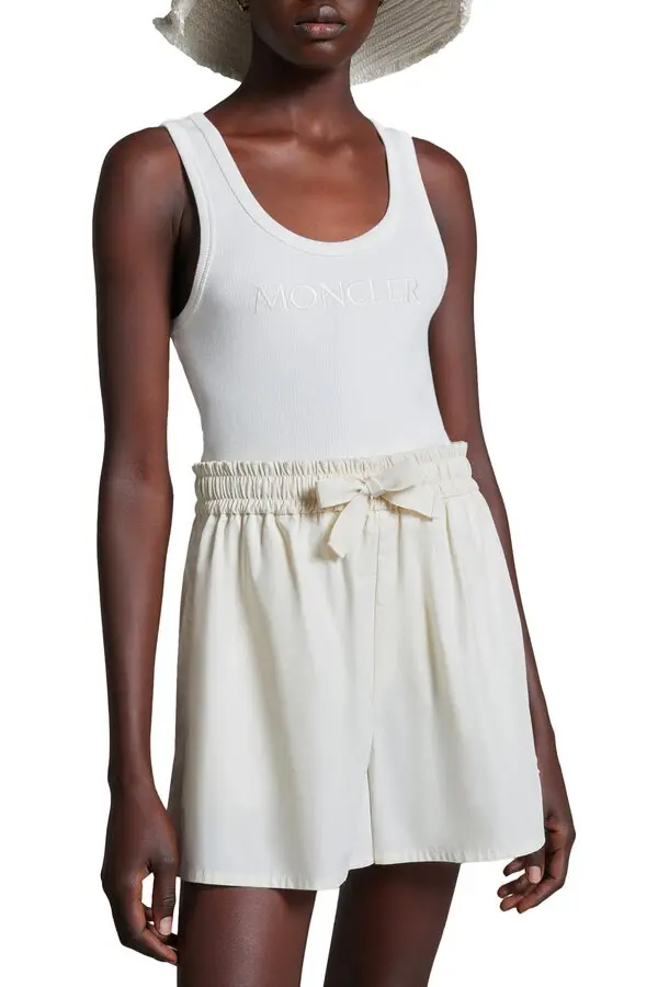 Moncler Logo Embroidered Ribbed Tank Top - White