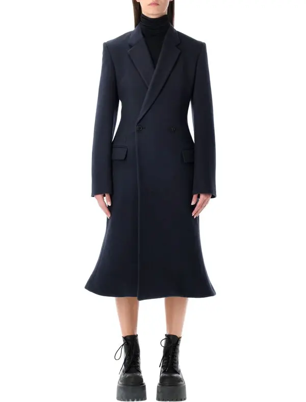 Balenciaga Collared Double-breasted Flared Coat