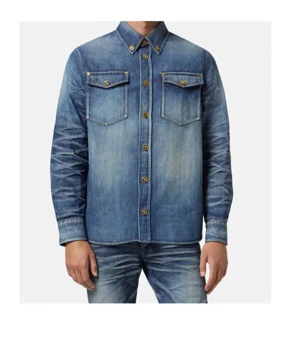 Versace Button-up Denim Overshirt - Blue