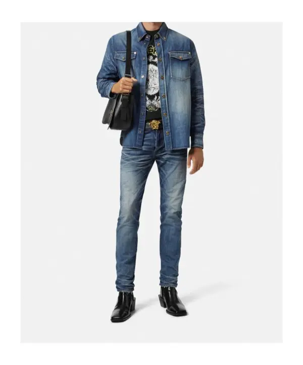 Versace Button-up Denim Overshirt - Blue