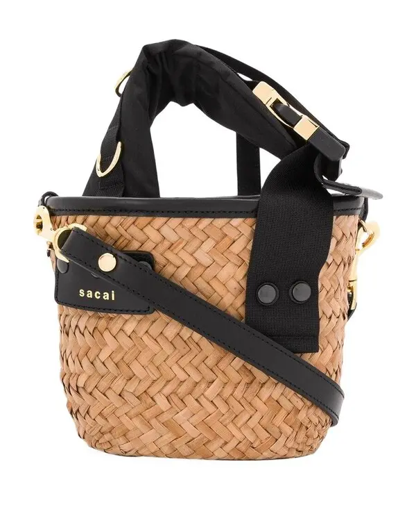 Sacai Straw Mini Shoulder Bag - Black