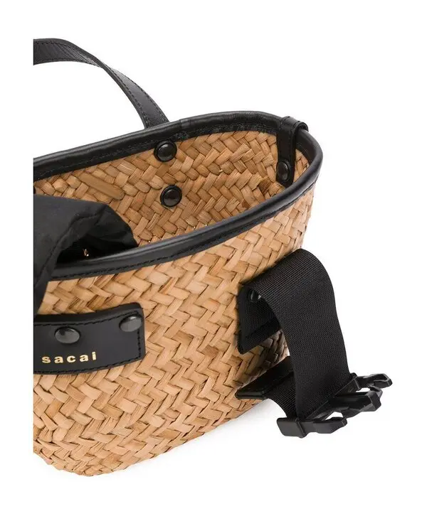 Sacai Straw Mini Shoulder Bag - Black