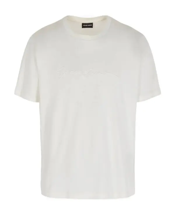 Giorgio Armani Embroidered Logo Double-sided T-shirt - White