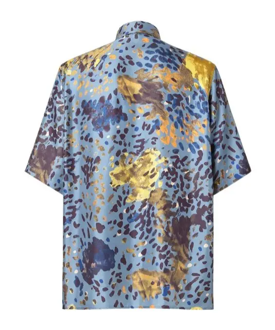 Fendi Allover Falena Printed Short Sleeved Shirt - Blue