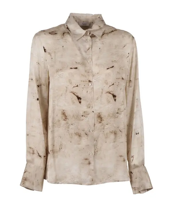 Peserico Printed Shirt With Classic Collar - Nude