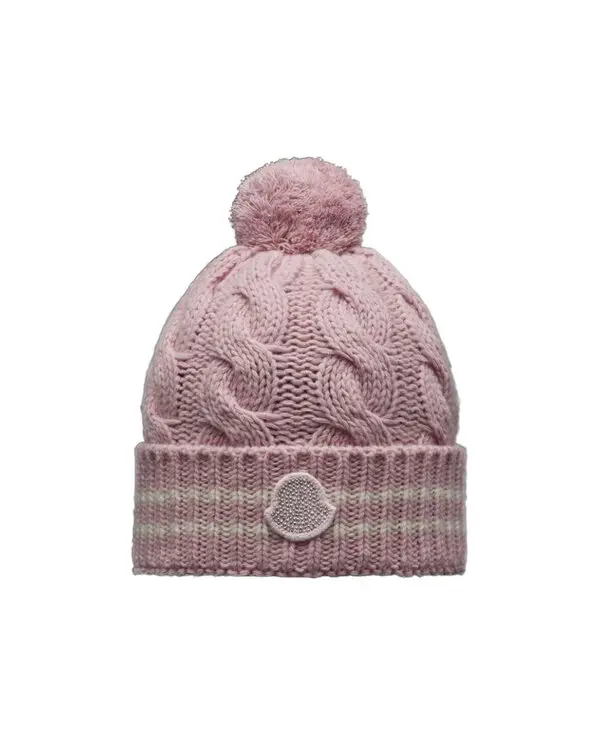 Moncler Wool Beanie With Pom Pom And Logo Detail - Multicolor