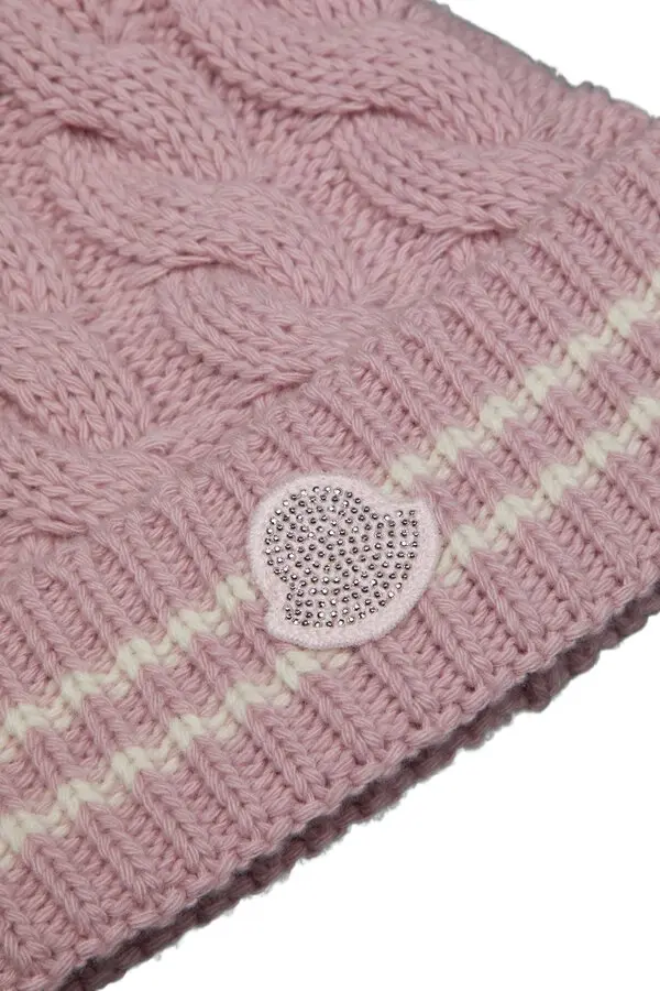 Moncler Wool Beanie With Pom Pom And Logo Detail - Multicolor