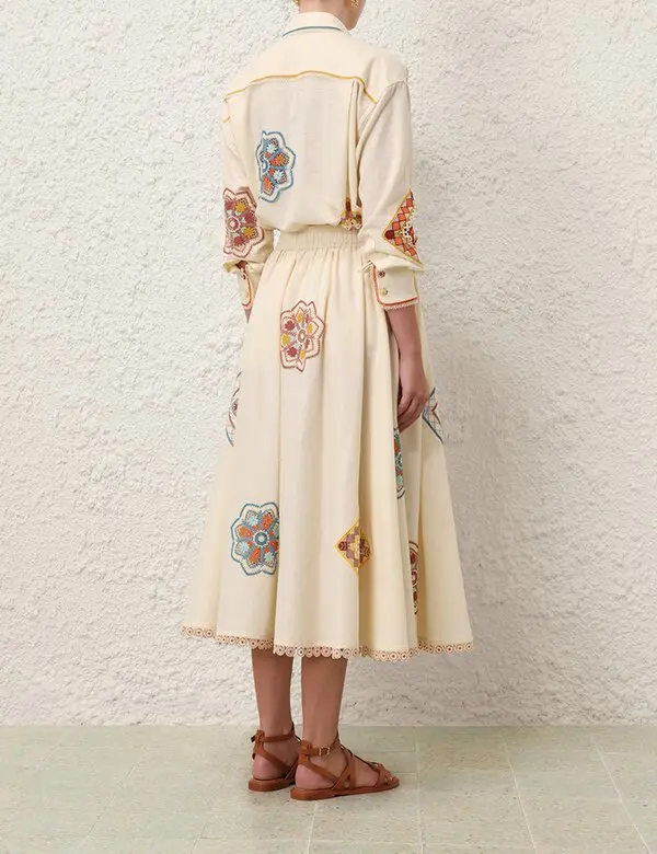 Zimmermann Ottie Flared Midi Skirt
