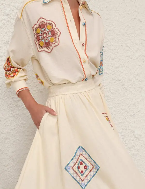 Zimmermann Ottie Flared Midi Skirt