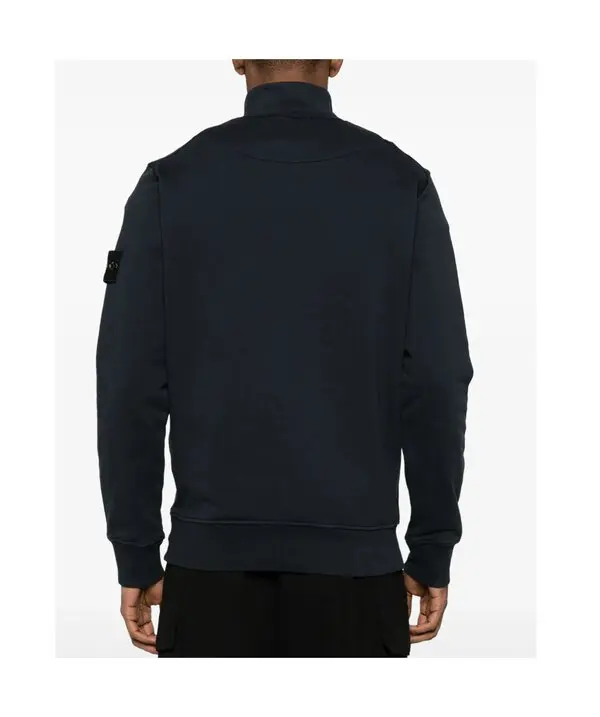 Stone Island Logo Patch Quarter-zip Sweatshirt - Blue