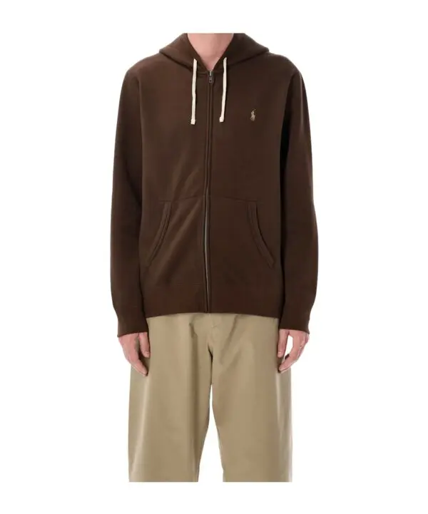Polo Ralph Lauren Logo Embroidered Zipped Hoodie - Black