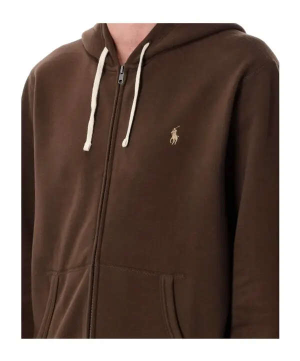Polo Ralph Lauren Logo Embroidered Zipped Hoodie - Black