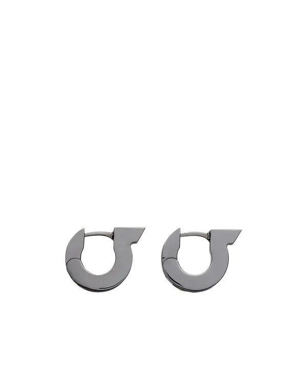 FERRAGAMO Gancini Crystal Hoop Earrings - Black