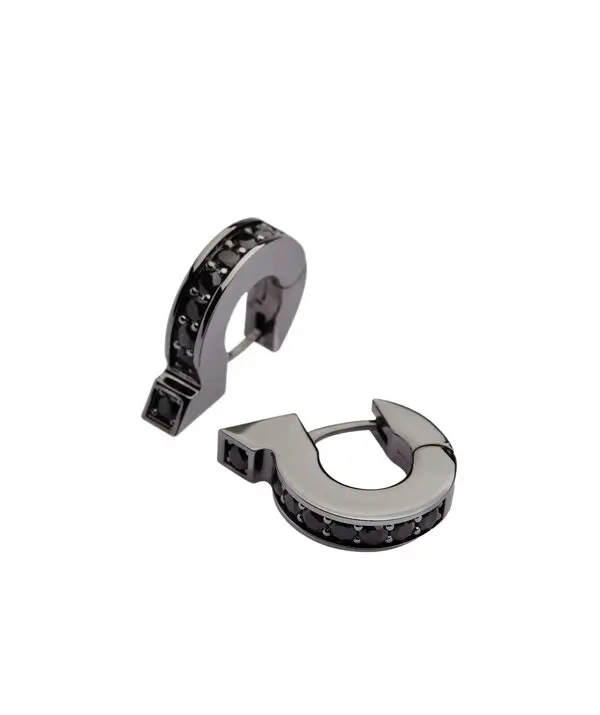 FERRAGAMO Gancini Crystal Hoop Earrings - Black