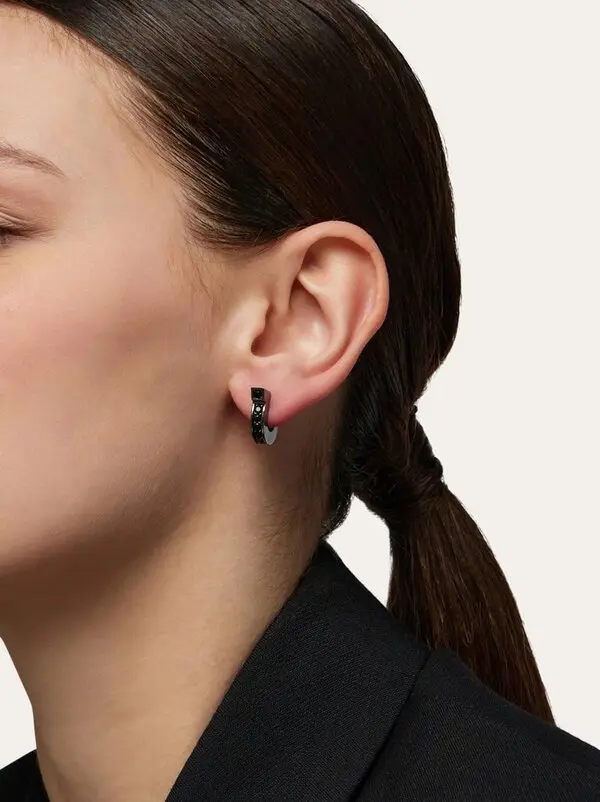 FERRAGAMO Gancini Crystal Hoop Earrings - Black