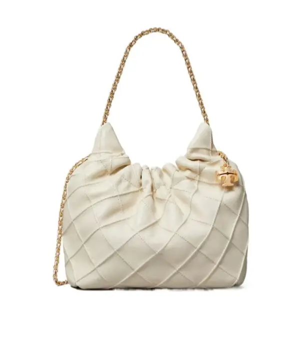 Tory Burch Fleming Drawstring Hobo Bag - Light Frost