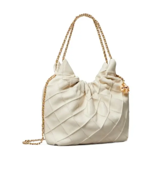 Tory Burch Fleming Drawstring Hobo Bag - Light Frost