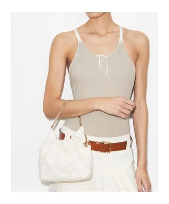 Tory Burch Fleming Drawstring Hobo Bag - Light Frost
