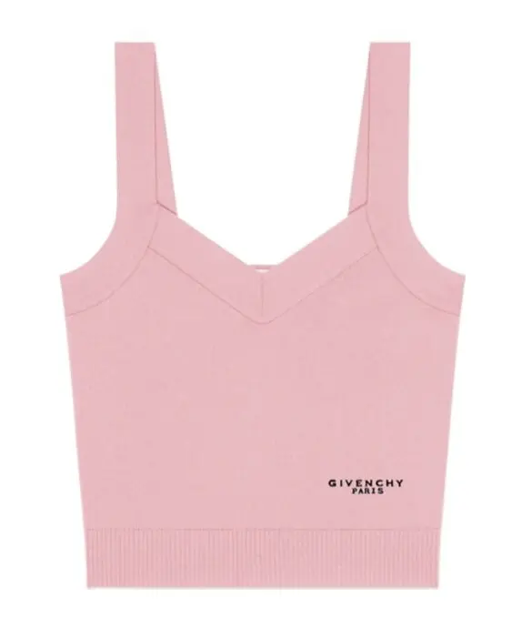 Givenchy V-neck Ribbed Tank Top - Light Pink