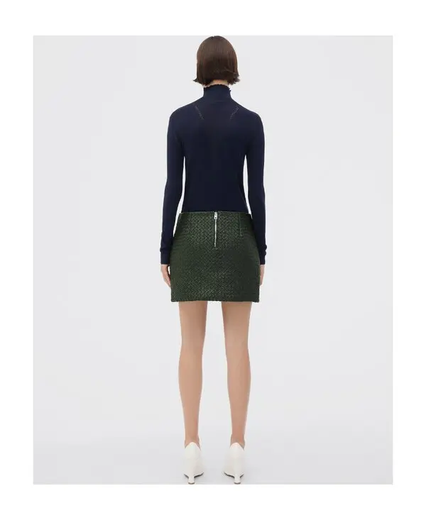 Bottega Veneta Intrecciato Leather Mini Skirt