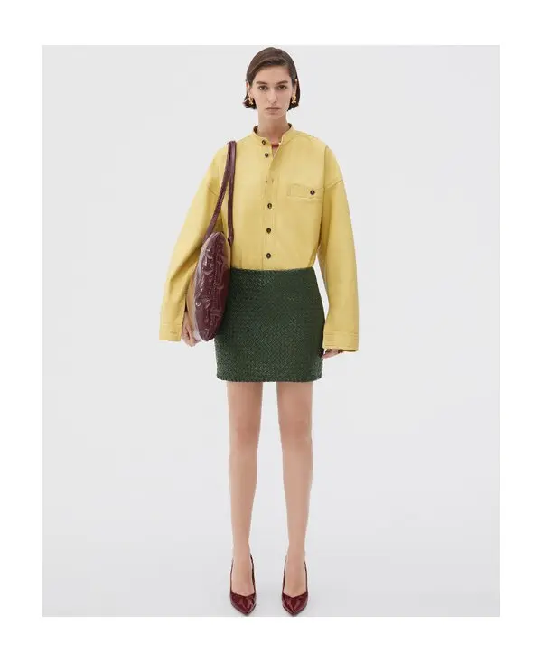Bottega Veneta Intrecciato Leather Mini Skirt