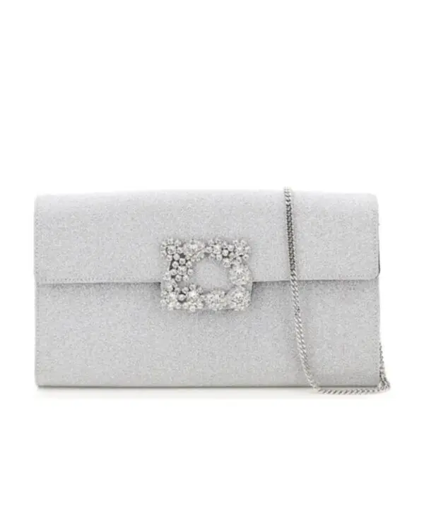ROGER VIVIER Flower Strass Buckle Clutch Bag - No
