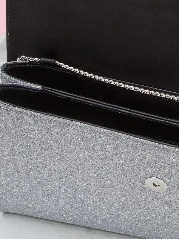 ROGER VIVIER Flower Strass Buckle Clutch Bag - White