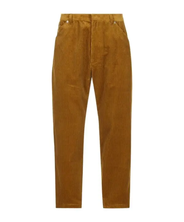 Prada Triangle Logo Tapered-leg Corduroy Trousers - Barley