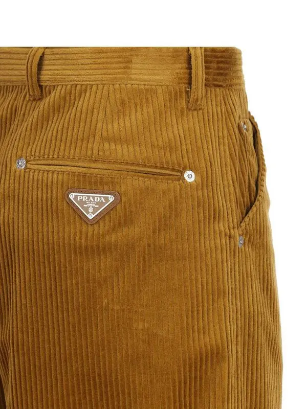 Prada Triangle Logo Tapered-leg Corduroy Trousers