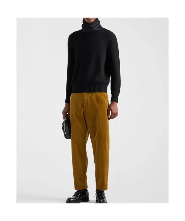 Prada Triangle Logo Tapered-leg Corduroy Trousers