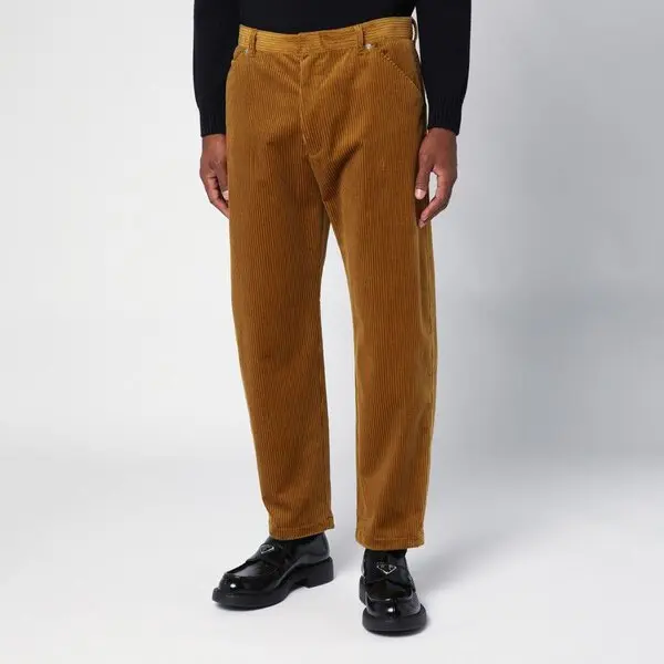 Prada Triangle Logo Tapered-leg Corduroy Trousers