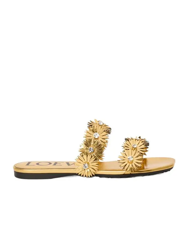 Loewe Petal Flower Sandals In Calfskin And Crystals