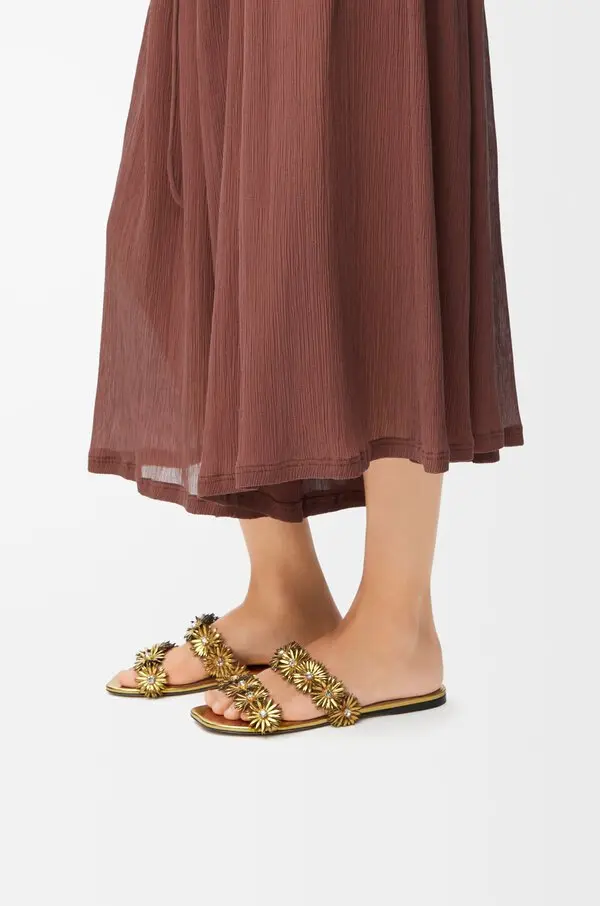 Loewe Petal Flower Sandals In Calfskin And Crystals