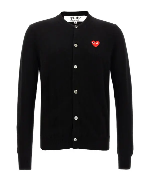 Play Comme Des Garcon Heart-logo Button Cardigan
