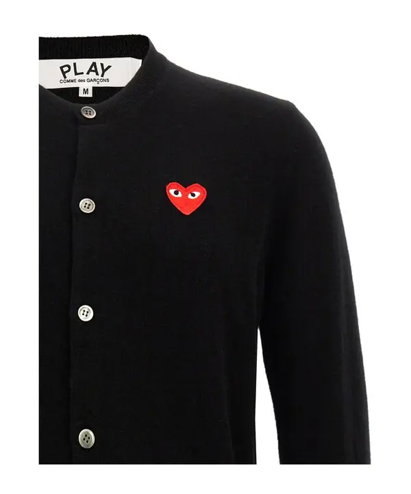 Play Comme Des Garcon Heart-logo Button Cardigan