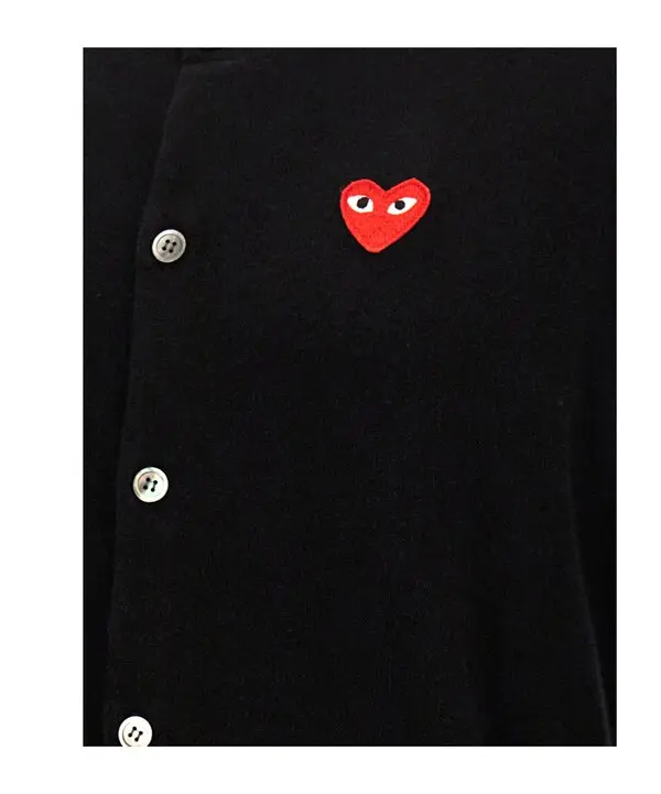 Play Comme Des Garcon Heart-logo Button Cardigan