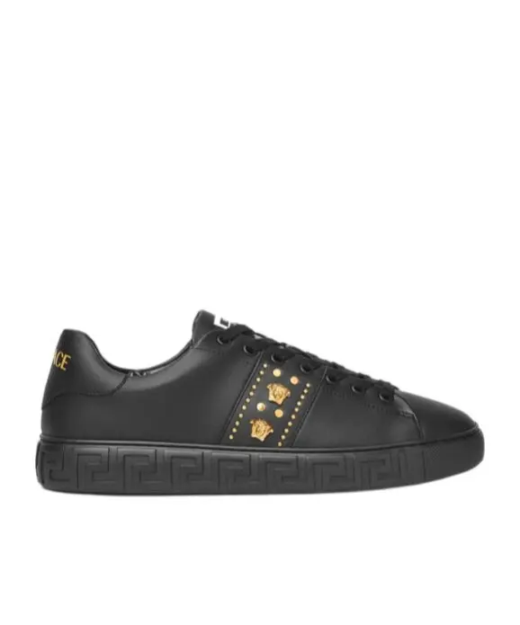 Versace Greca Lace-up Sneakers - Black/gold