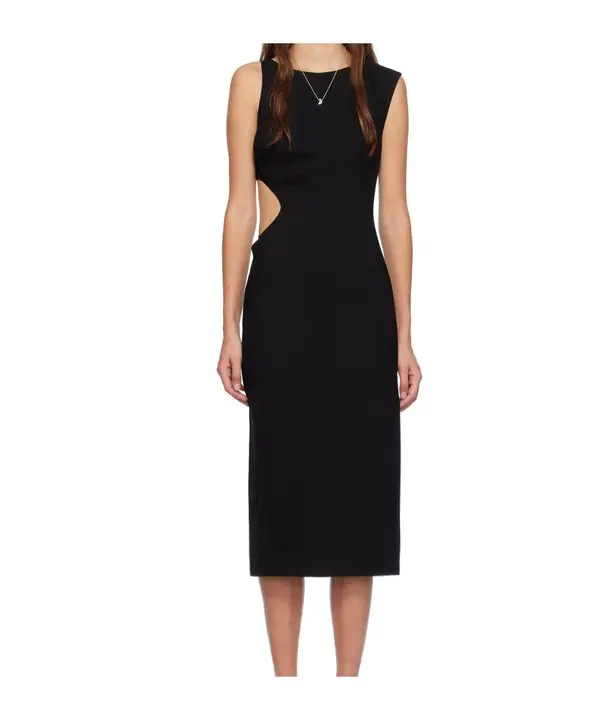 ST. AGNI Cutout Midi Dress - Black