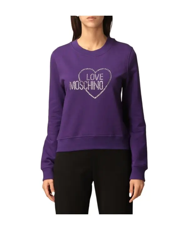 Moschino Heart Embellished Round Neck Sweater - Black