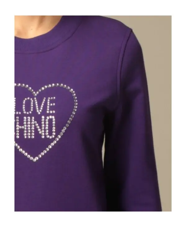 Moschino Heart Embellished Round Neck Sweater - Black
