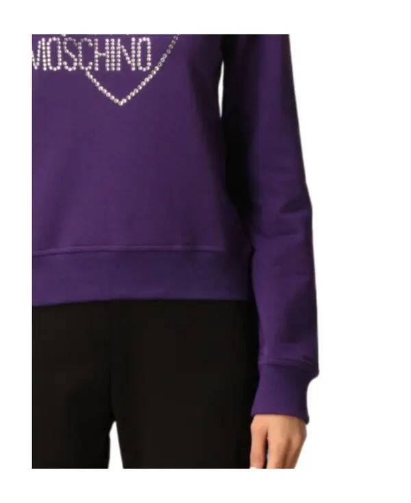 Moschino Heart Embellished Round Neck Sweater - Black