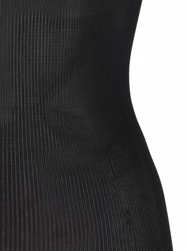 Saint Laurent Ribbed Lace Trim Tank Top - Black