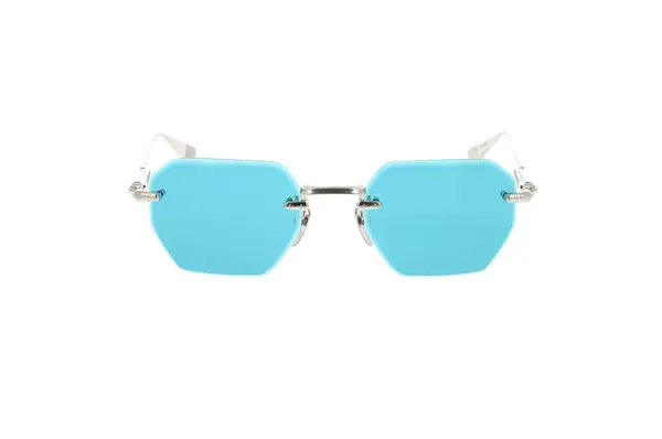 Chrome Hearts Frameless Octagon Tinted Lens Sunglasses - Blue