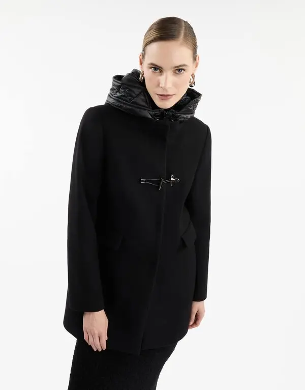 FAY Long Sleeved Hooded Coat - Black