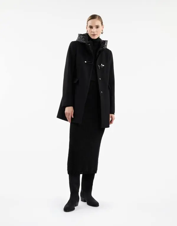 FAY Long Sleeved Hooded Coat - Black